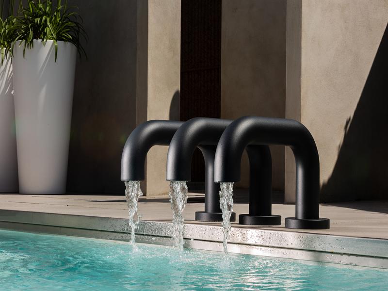 Water spouts at swimming pool